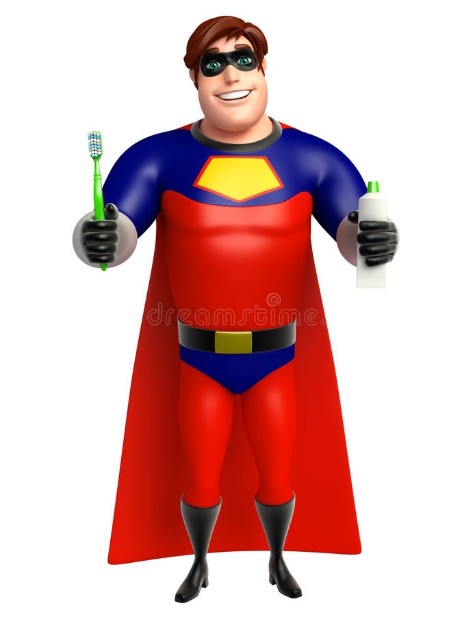 Superhero with Tooth Brush and Colgate Stock Illustration ...