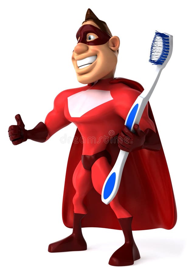 Superhero and toothbrush stock illustration. Illustration of savior ...
