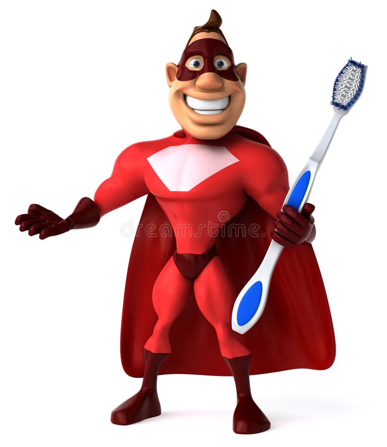 Superhero and toothbrush stock illustration. Illustration of muscle ...