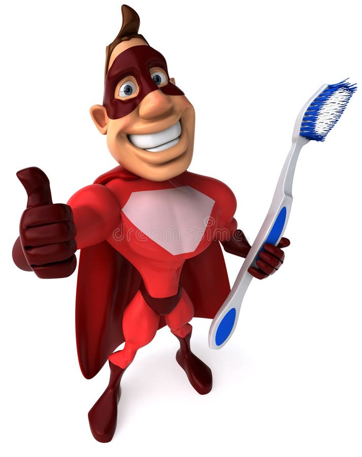 Superhero and toothbrush stock illustration. Illustration of alertness ...