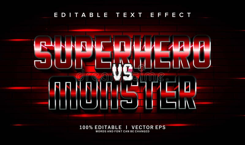 Superhero Vs Monster Vector Text Effect Stock Illustrations – 1 Superhero Vs Monster Vector Text ...