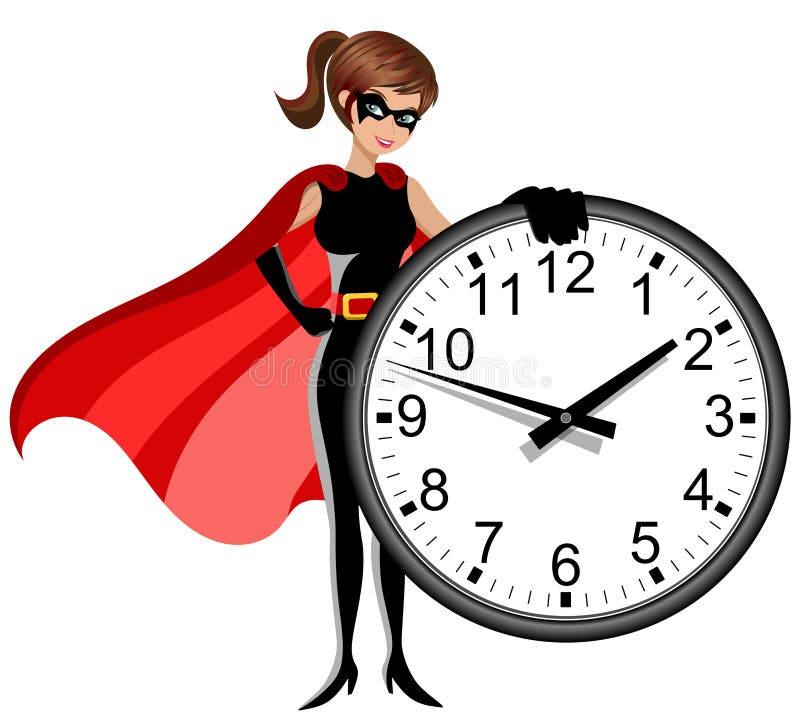 Superhero Woman Controlling Time Concept Isolated Stock Vector ...