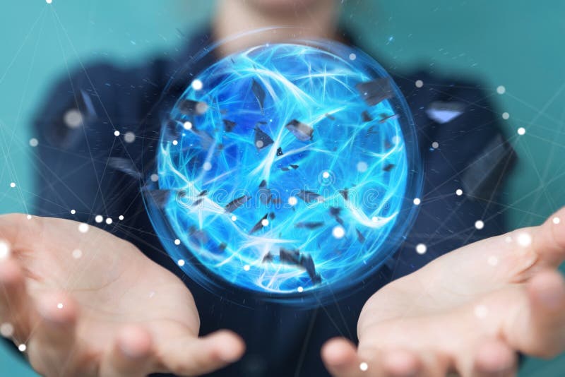 Superhero Woman Creating a Power Ball with Her Hand 3D Rendering Stock ...