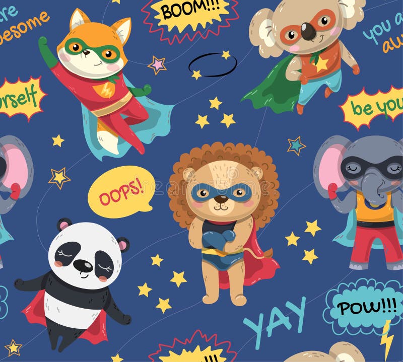 Superheroes Seamless Pattern Stock Vector - Illustration of animal ...