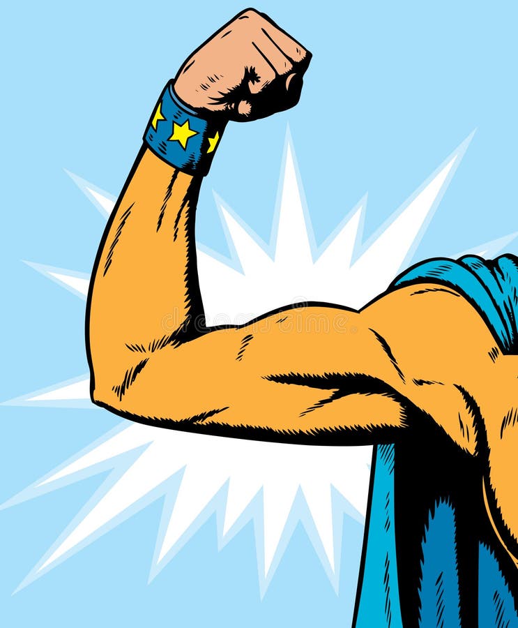 Superheroine arm flexing. stock vector. Illustration of star - 14842990