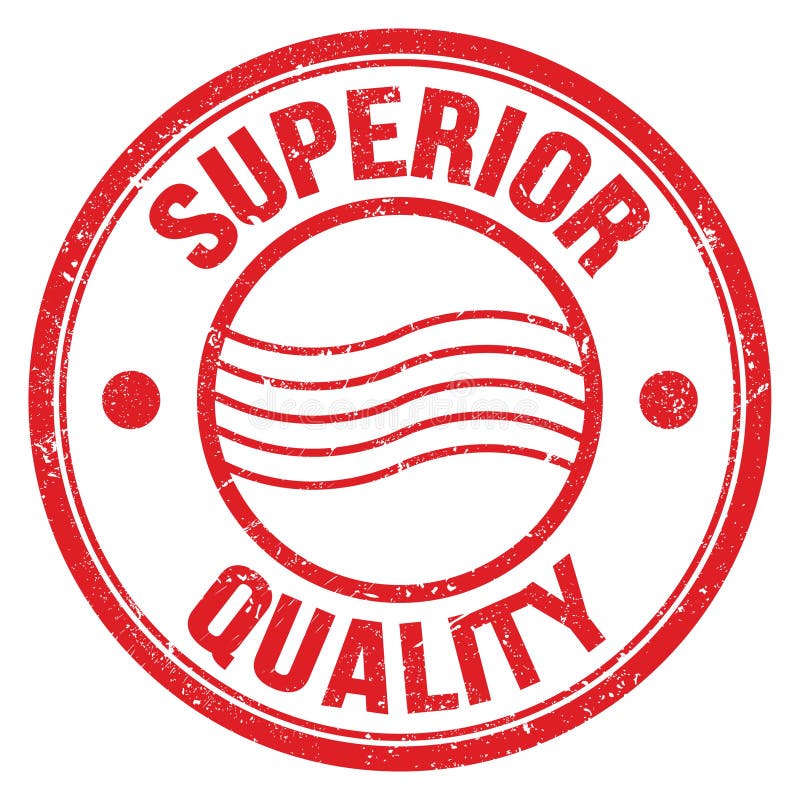 SUPERIOR QUALITY Text on Red Round Postal Stamp Sign Stock Illustration ...