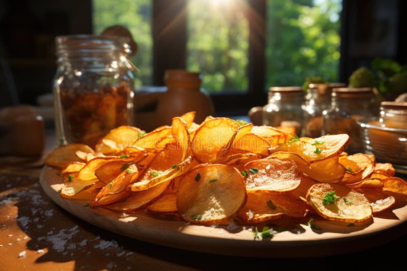 Superior View of Chips on Paper with Salt a Stock Illustration ...