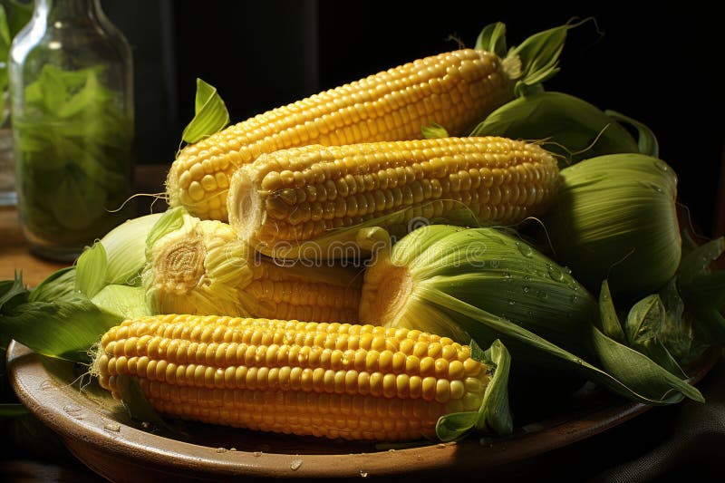 Superior View of Fresh Corn Compo Stock Illustration - Illustration of ...