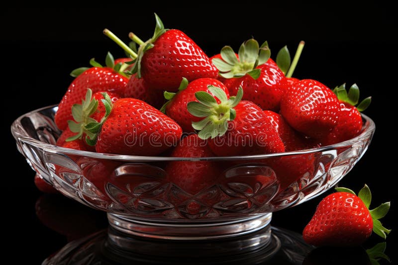 Superior View of Fresh Red Strawberries Inside and Out of the Plate in ...