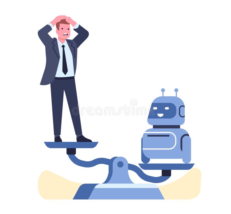 Superiority of Artificial Intelligence Over Humans. Businessman and ...