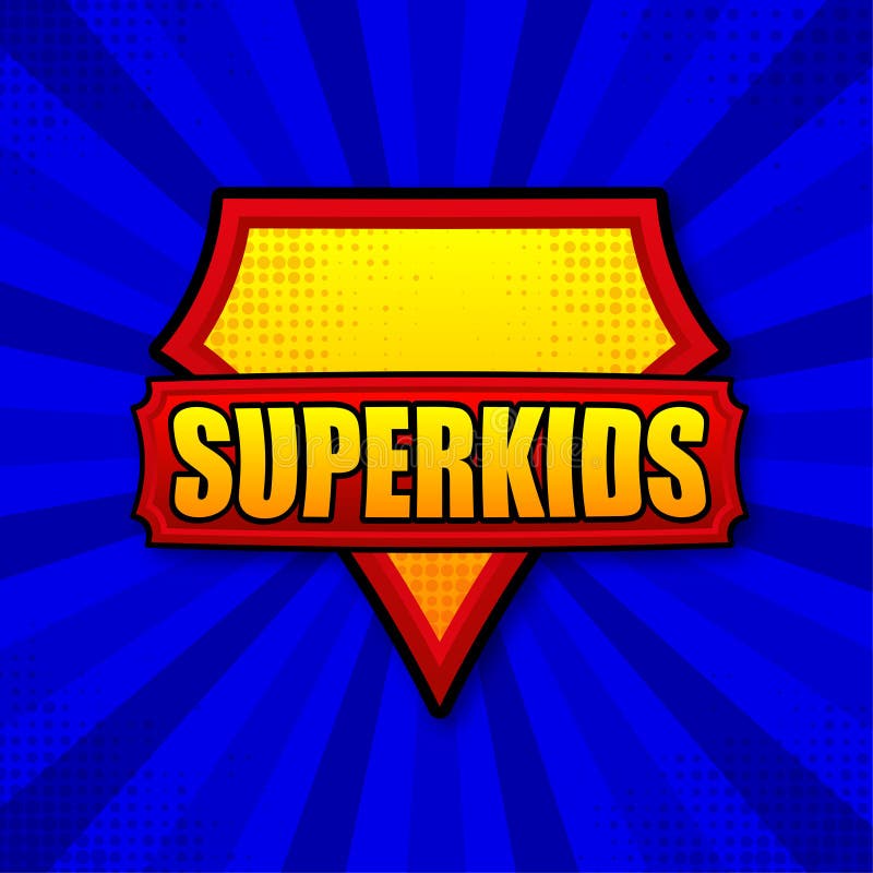 Superkids Logo Template. Frame with Divergent Rays. Super Kids Shield ...