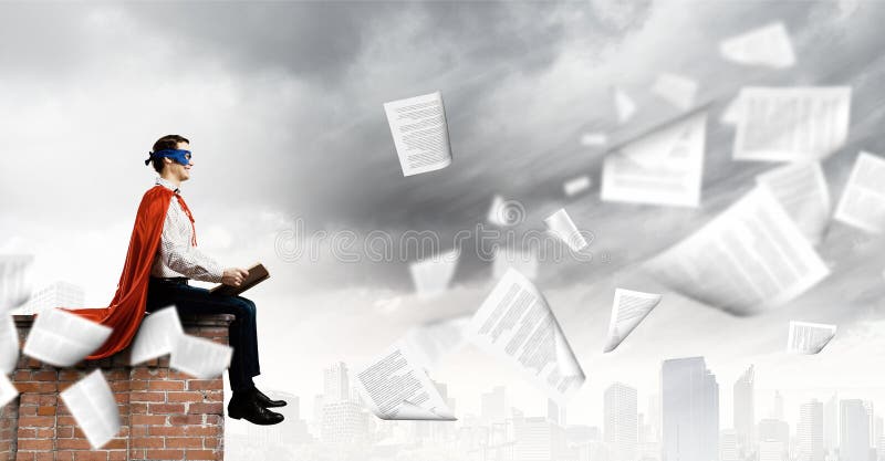 Superman with book stock image. Image of education, magic - 42044745