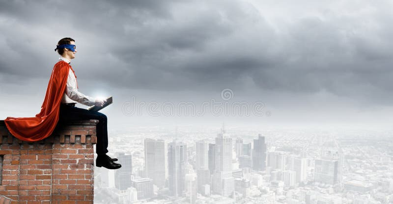 Superman with book stock illustration. Illustration of cape - 42086031