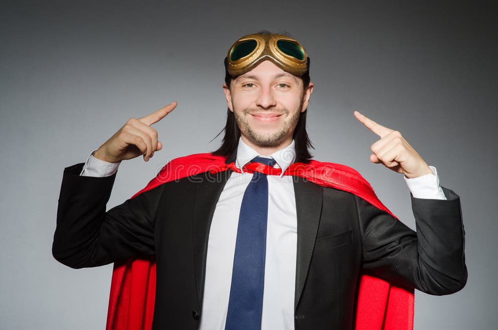 Superman concept with man stock photo. Image of goggles - 45968902