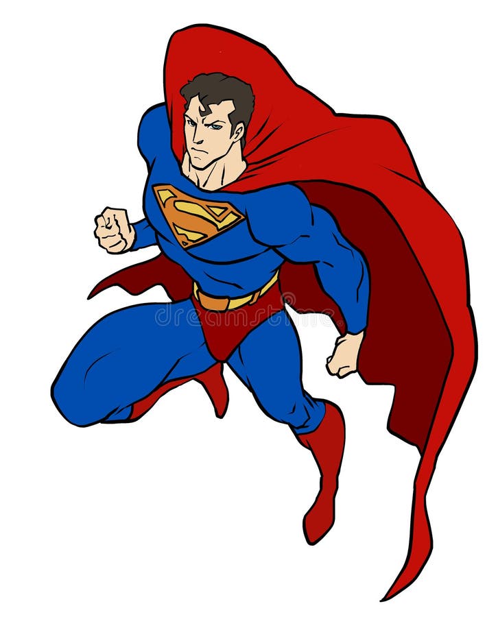 Superman Flying in Cartoon Bright Style Stock Illustration ...