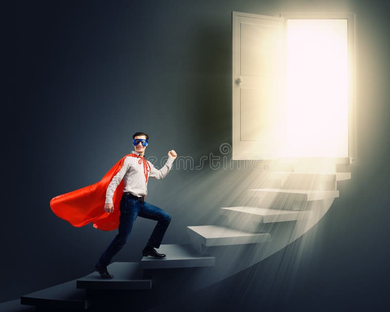 Superman on ladder stock image. Image of career, good - 44483007