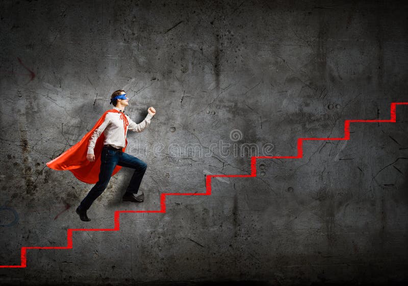 Superman on ladder stock photo. Image of male, corporate - 44865954