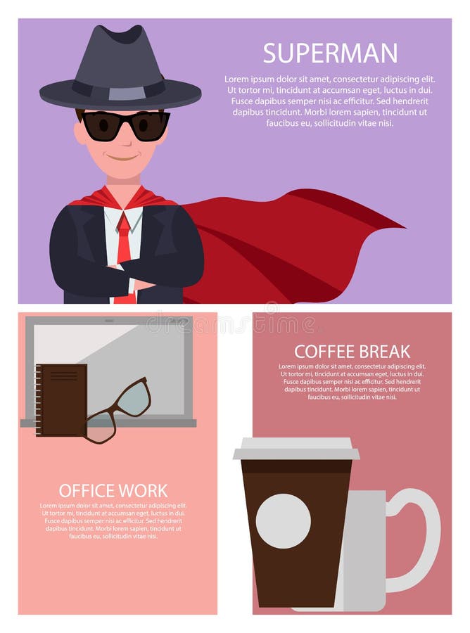 Superman and Office Work, Vector Illustration Stock Vector ...
