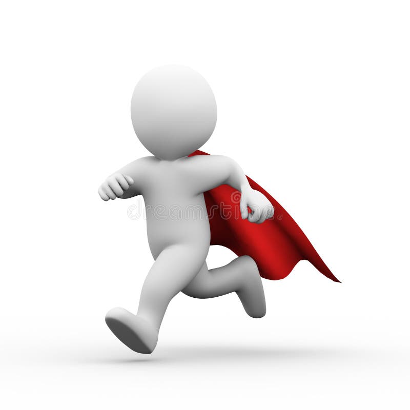 Superman Running Do Super-herói 3d Em Uma Capa De Chuva Ilustração ...