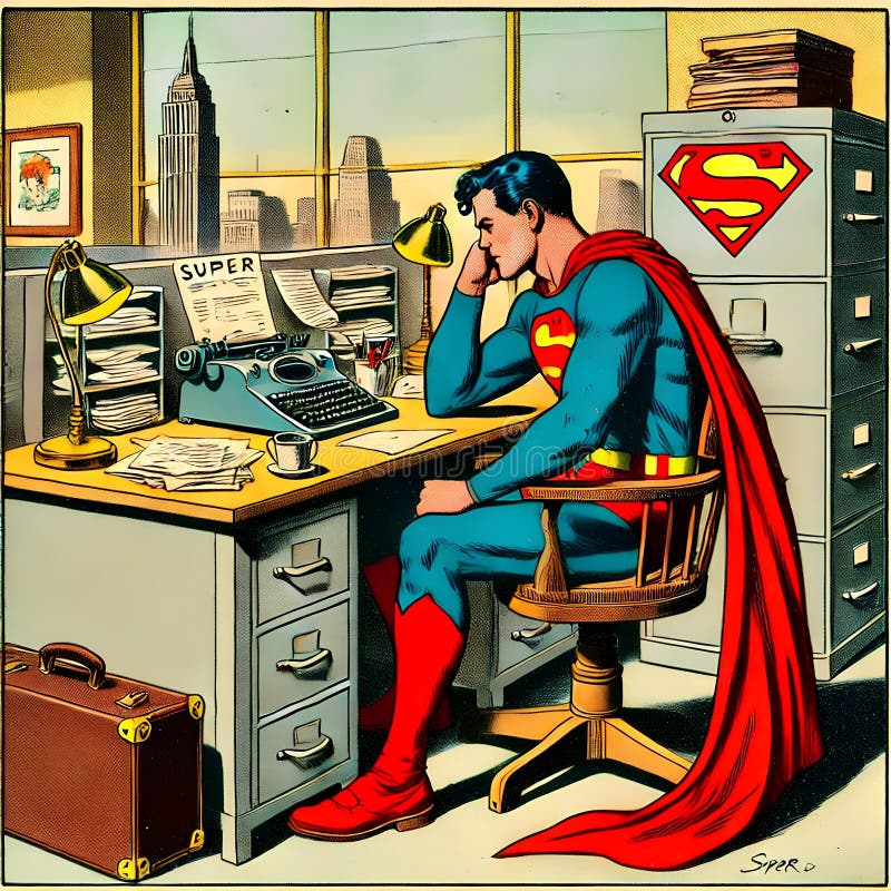 Superman Sitting at a Cubical, 1930 S Comic Stock Photo - Image of noir ...