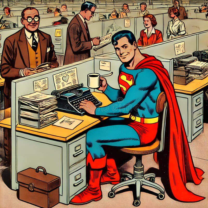 Superman Sitting at a Cubical, 1930 S Comic Stock Photo - Image of ...