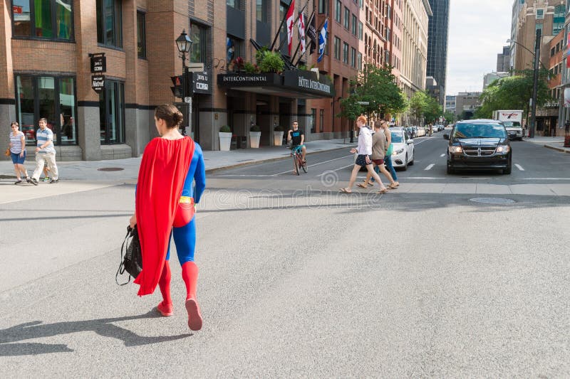 Superman is Walking the Streets of Montreal Editorial Stock Photo ...