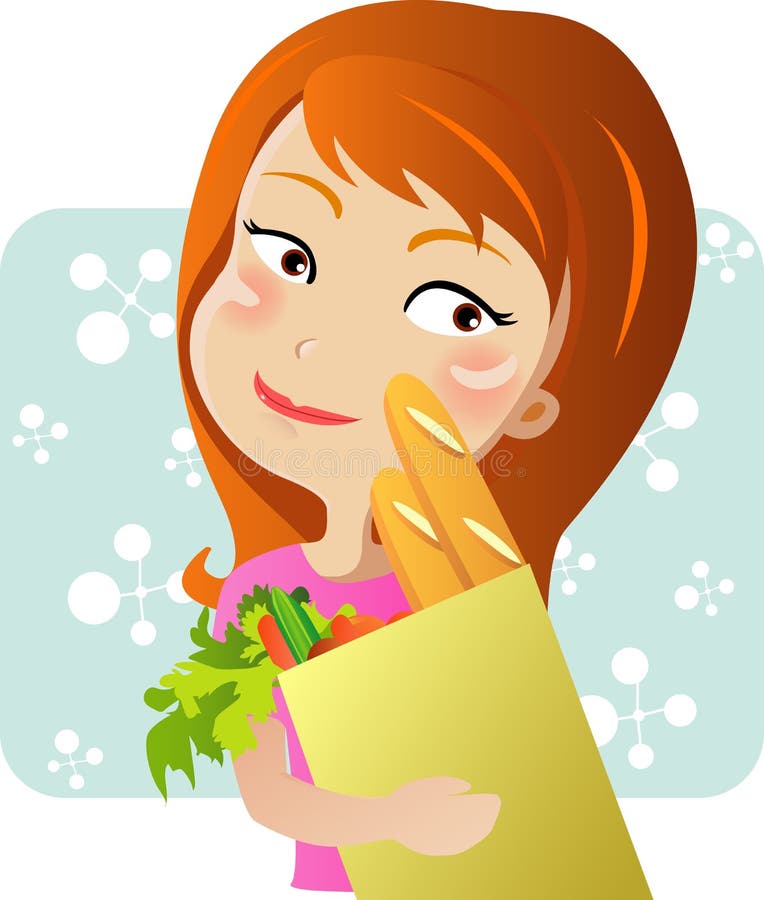 Supermarket girl stock vector. Illustration of grocery - 5995197