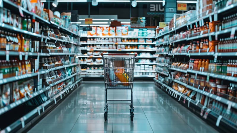 Supermarket Aisle Emphasizing the Consumerism Aspect of Shopping with ...