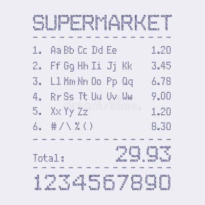 Supermarket bill font stock vector. Illustration of information - 51409381