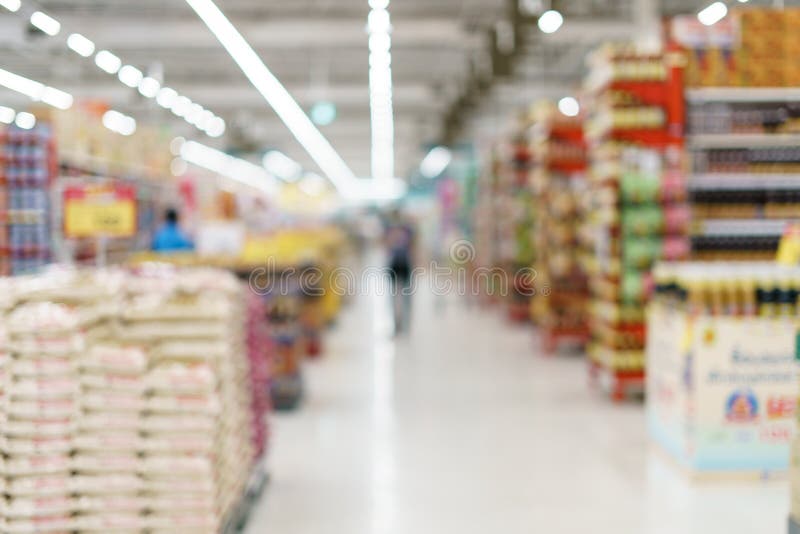 Supermarket Blurred Background Rice on Shelves at Supermarket Stock ...