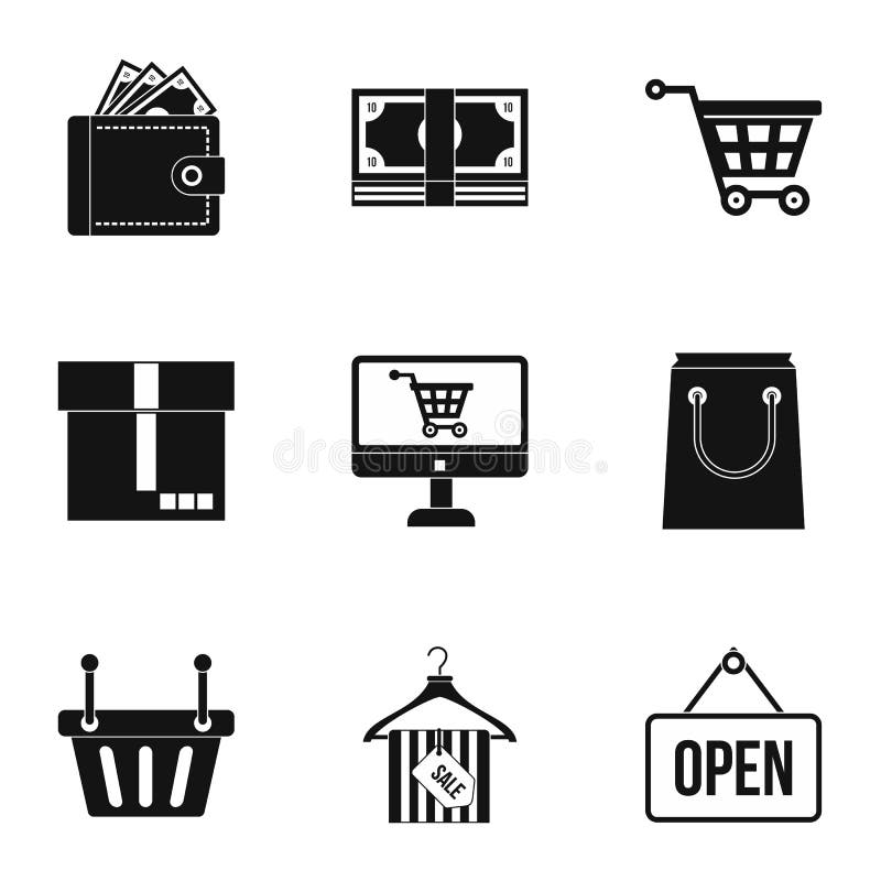 Supermarket Buying Icons Set, Simple Style Stock Vector - Illustration ...