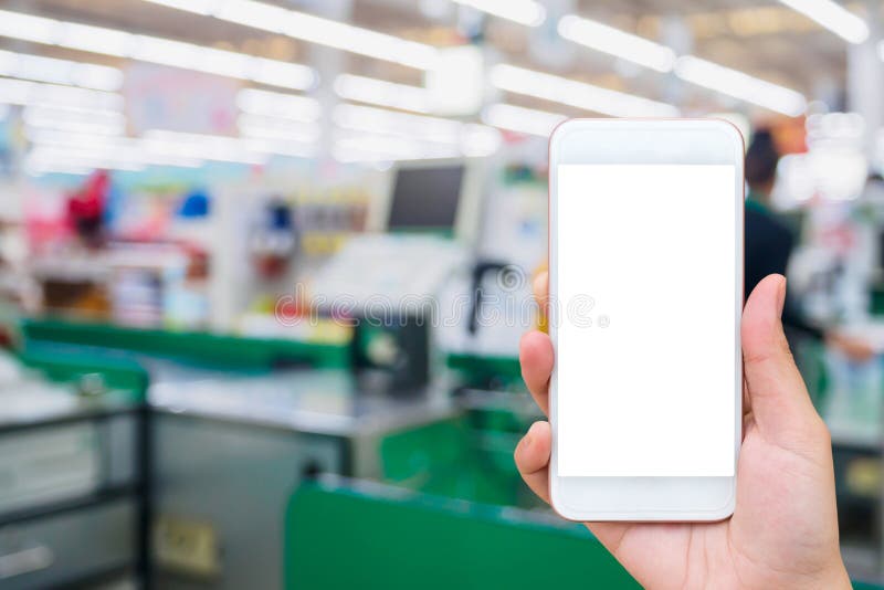 Supermarket Checkout Cashier Counter with Hand Hold Mobile Stock Image ... Supermarket Checkout Cashier Counter with Hand Hold Mobile Stock Image ...