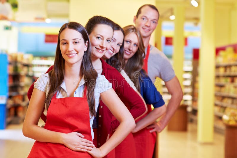 Employees in the Supermarket Stock Image - Image of groceries, people ...