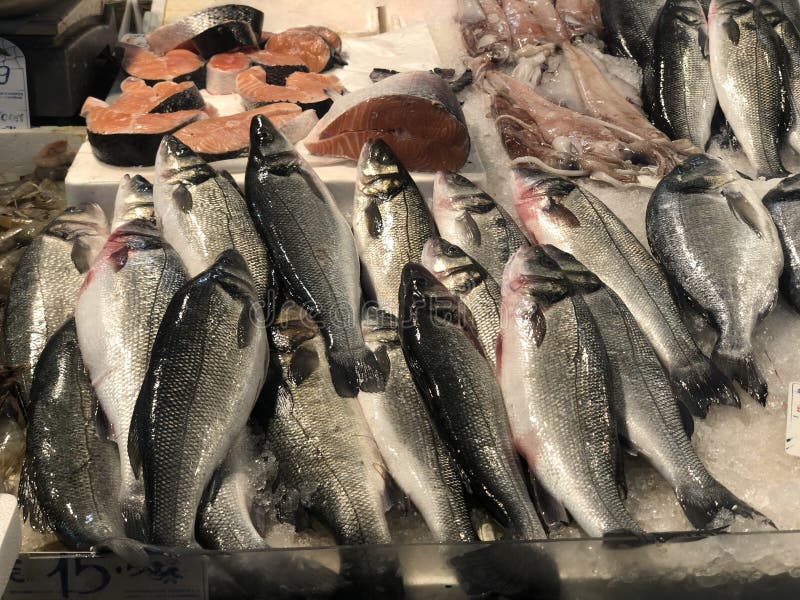 Supermarket Fish Section Fish on Display Stock Image - Image of cold ...
