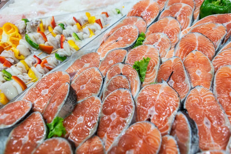Supermarket Fishmonger with Fresh Fish Stock Photo - Image of choice ...