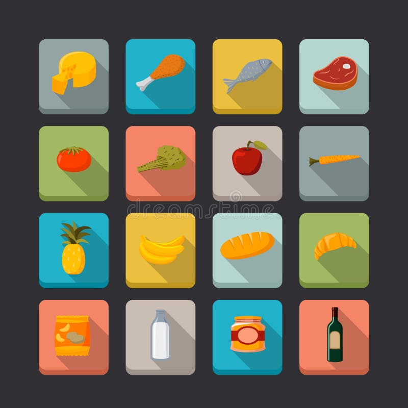 Supermarket Foods Pictograms Stock Vector - Illustration of green ...