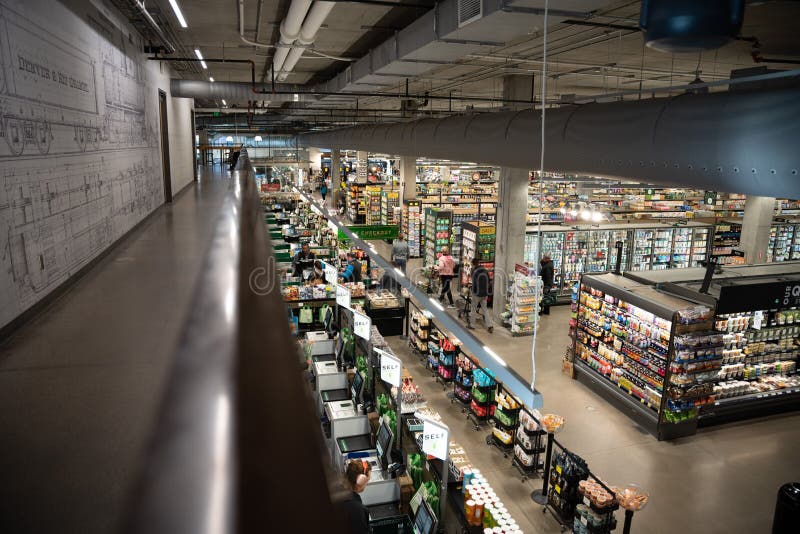 Supermarket Grocery Store from Top View Editorial Stock Image - Image ...