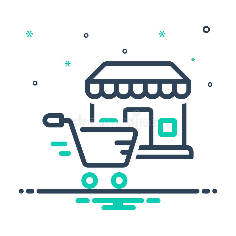 Mix Icon for Supermarket, Shop and Trolley Stock Vector - Illustration ...