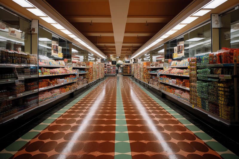 Supermarket Inside. Interior of a Grocery Store Stock Illustration ...
