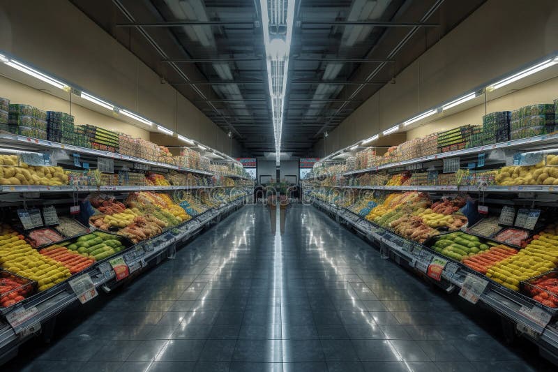 Supermarket Inside. Interior of a Grocery Store Stock Illustration ...