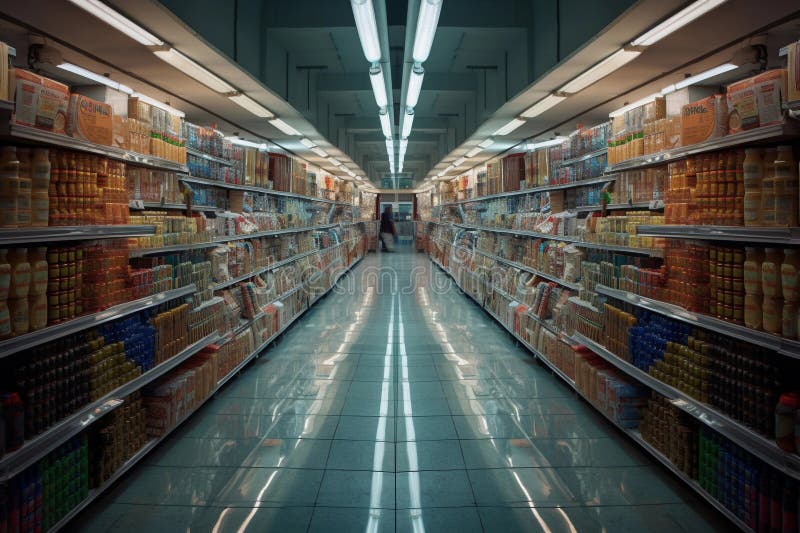 Supermarket Inside. Interior of a Grocery Store Stock Illustration ...