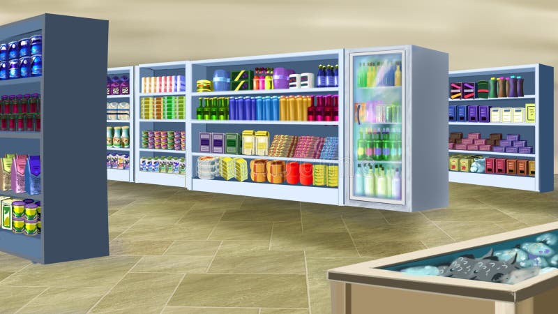 Supermarket Interior Illustration Stock Illustration - Illustration of ...