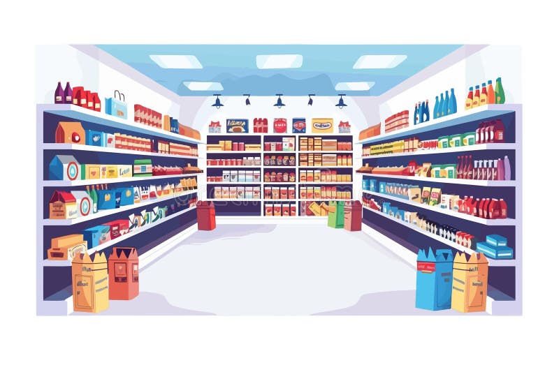 Supermarket Interior Isolated Vector Style Stock Vector - Illustration ...