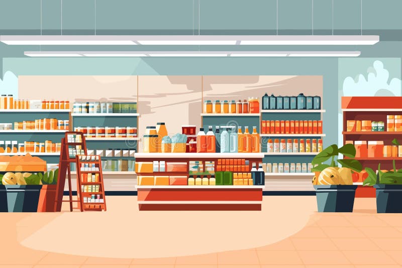 Supermarket Interior Vector Flat Minimalistic Isolated Illustration ...
