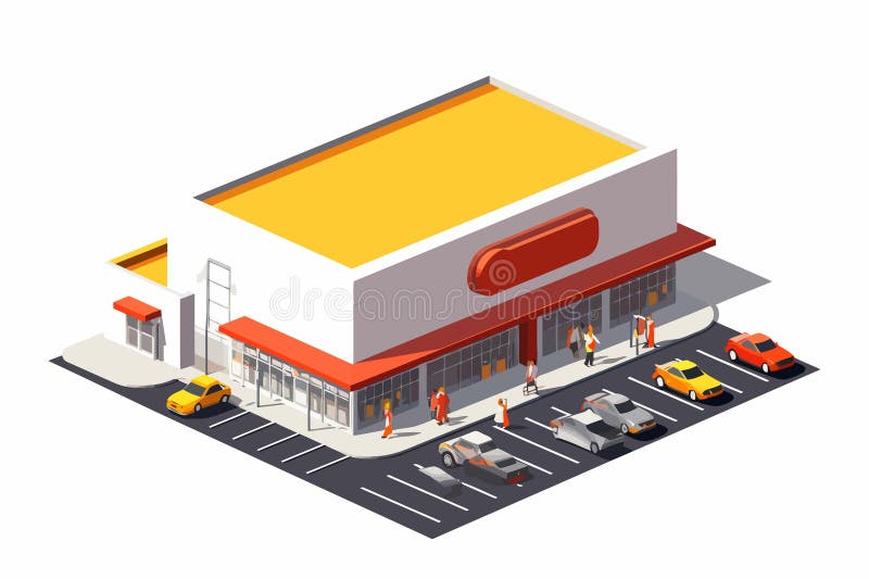 Supermarket Isometric Vector Flat Minimalistic Isolated Illustration ...