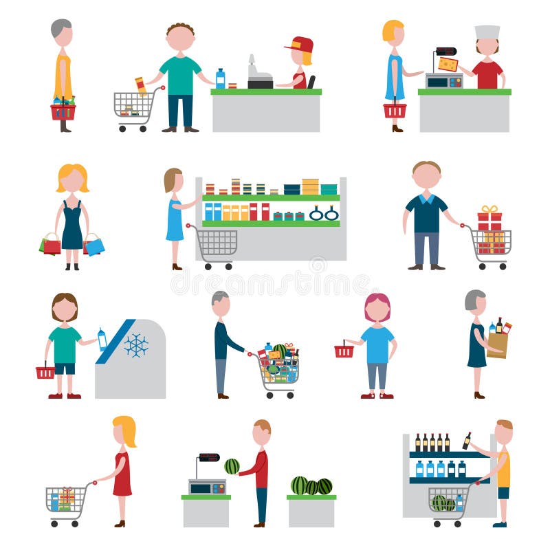 People in Supermarket stock vector. Illustration of icons - 49167435