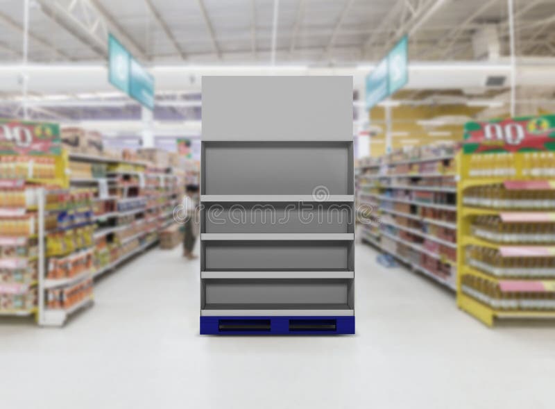 Supermarket Product Display Gondola Stand. 3D Rendering. Stock ...