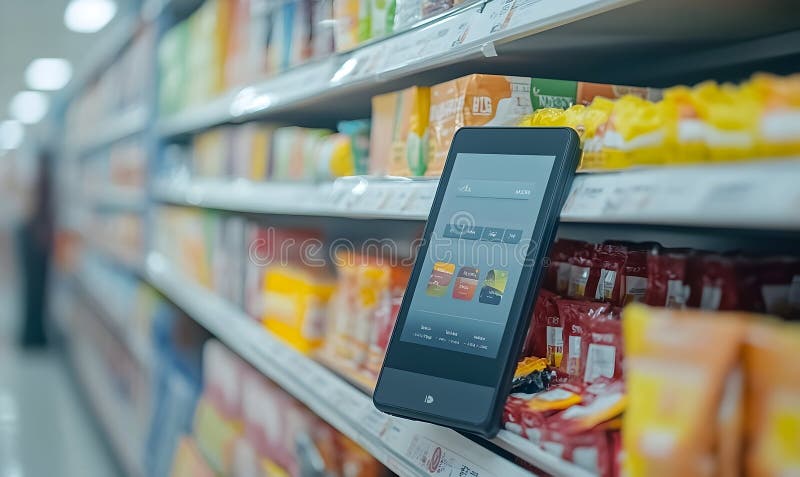 AI-Powered Smart Grocery Shopping Stock Illustration - Illustration of ...