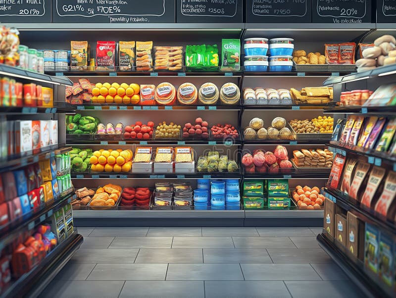 Supermarket Shelfs Full of Different Products Stock Image - Image of ...