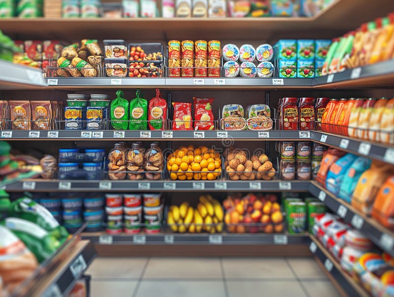Supermarket Shelfs Full of Different Products Stock Photo - Image of ...